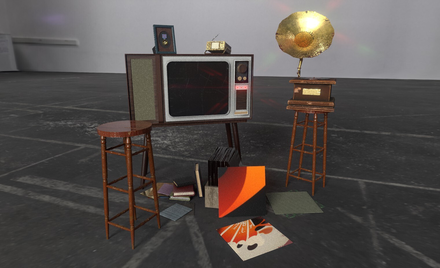 ArtStation - Retro Living Room Props