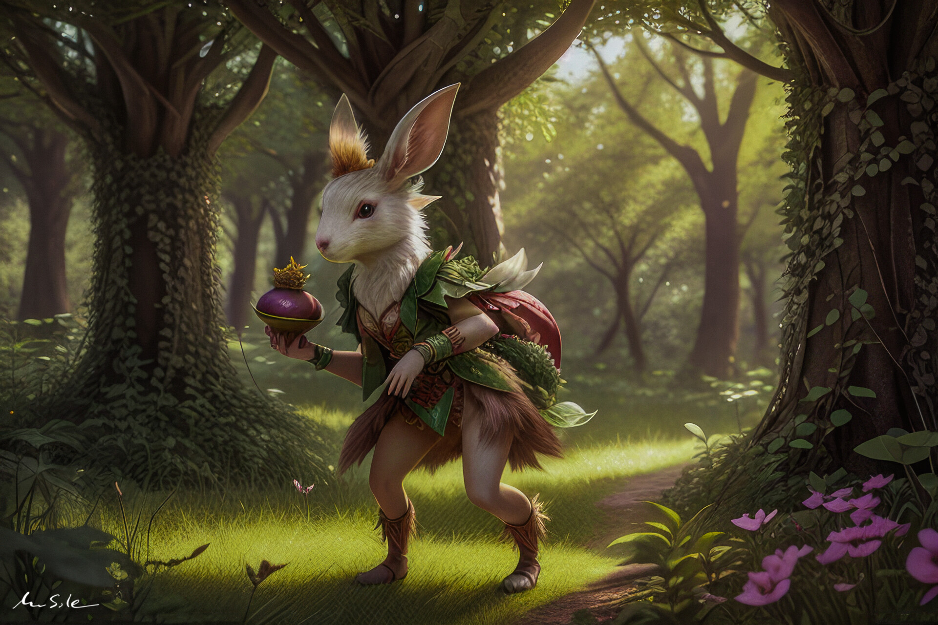 ArtStation - A magical rabbit has been spotted in this enchanted forest!🐇