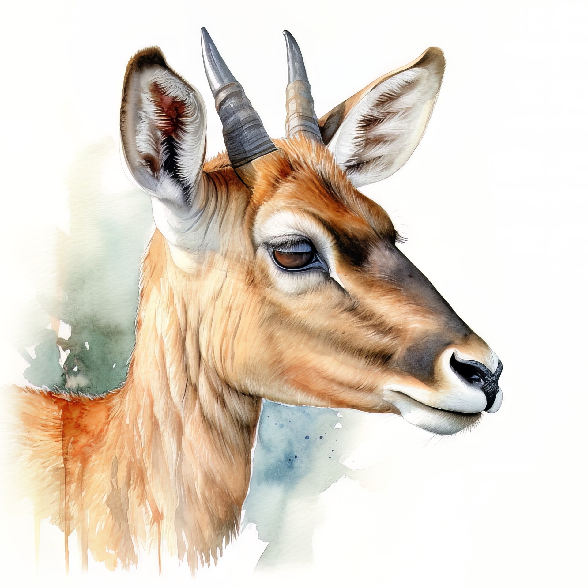 ArtStation - Antelope Animal Portrait Watercolor Painting