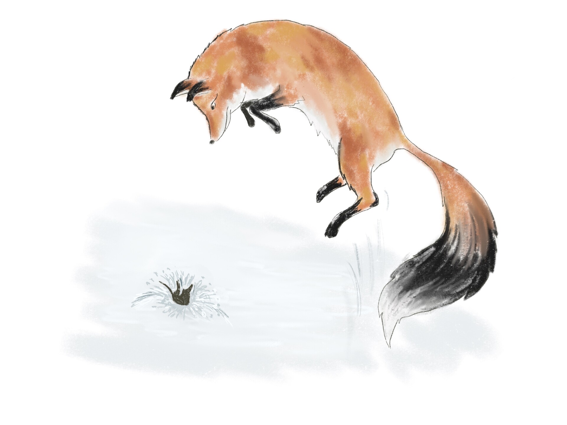 ArtStation - A jumping fox in traditional style