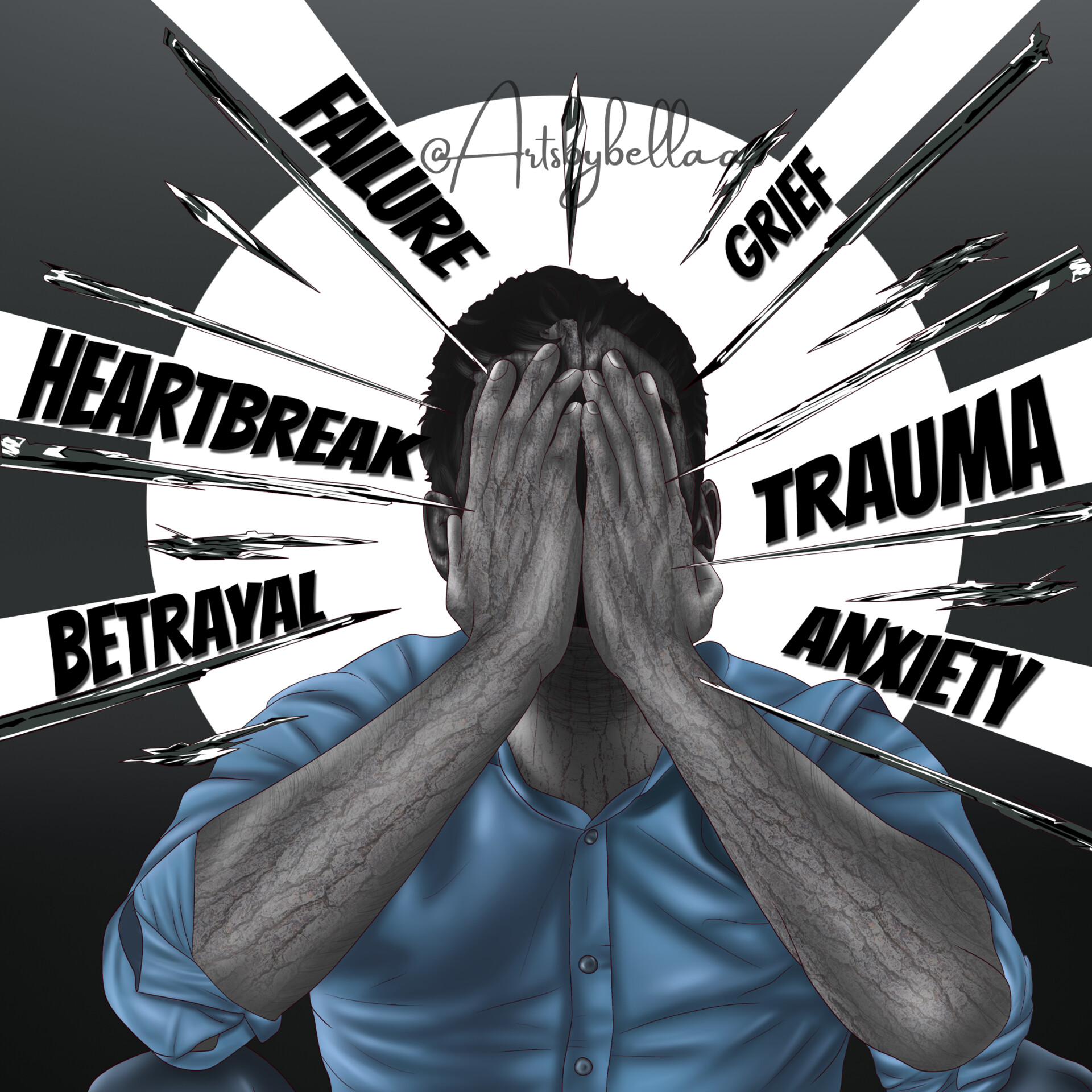 ArtStation - (Anxiety, Depression, Trauma) Custom art for Supersluke