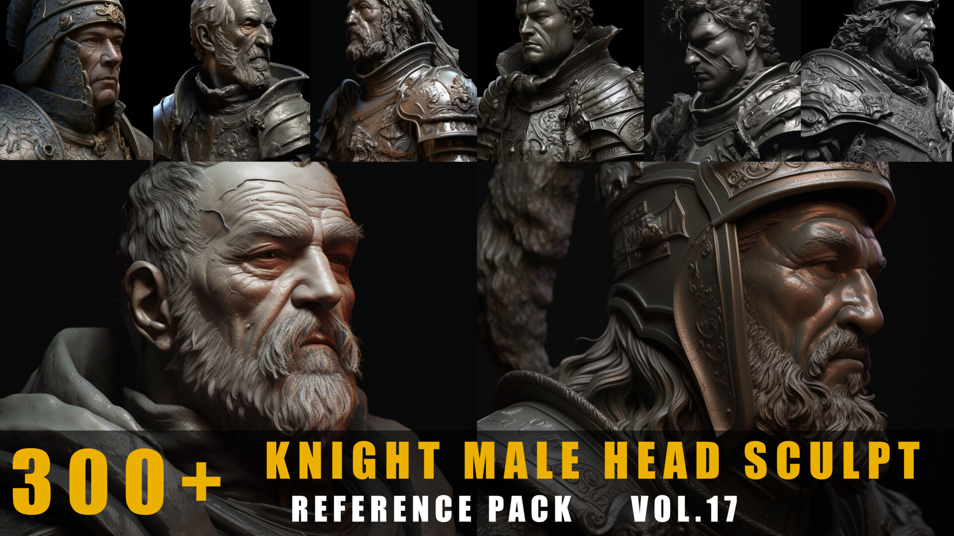 WaterLaw's Studio - 300+ Knight Male Head Sculpt - References Pack Vol.17