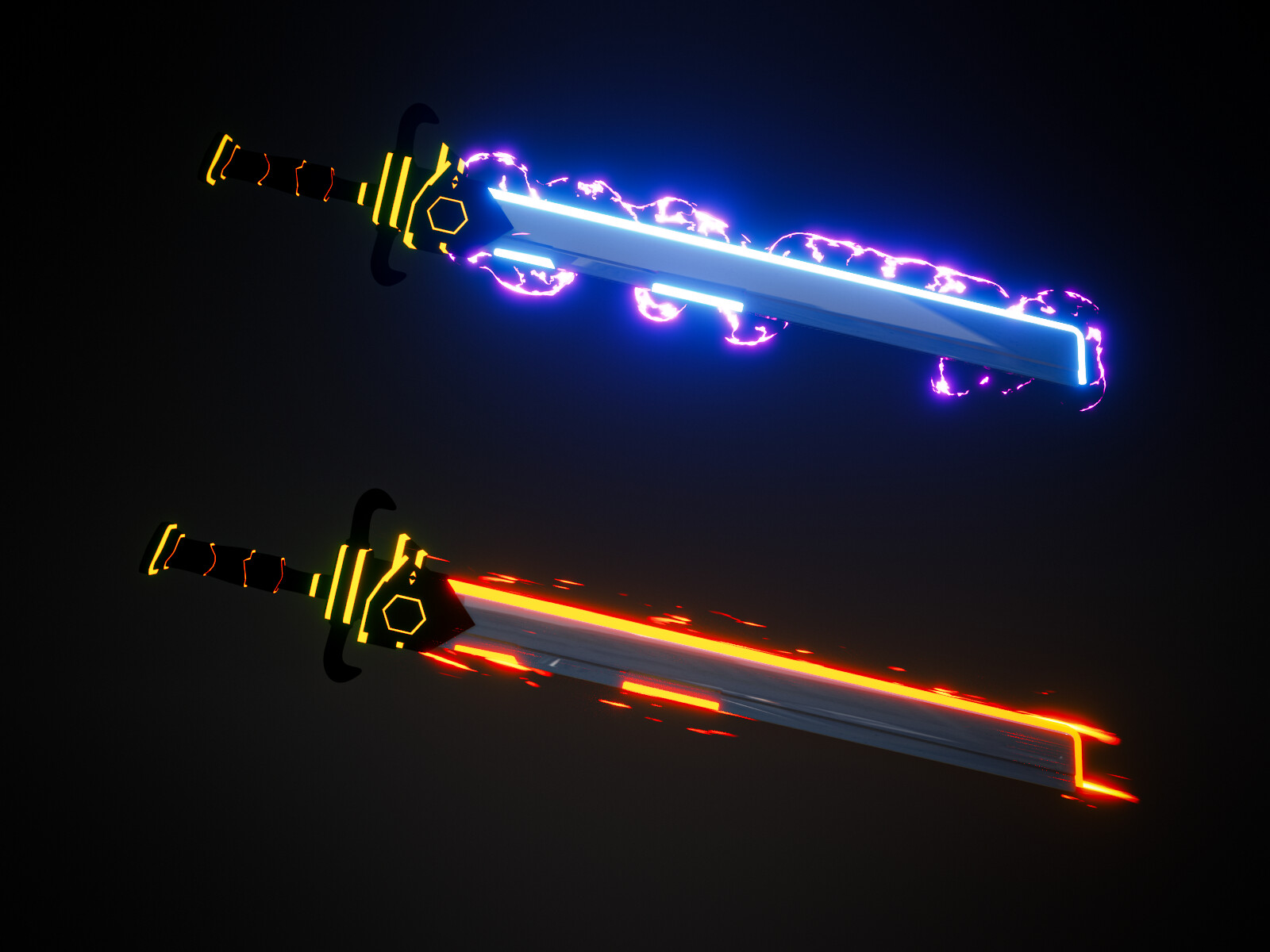 how to draw a lightning sword