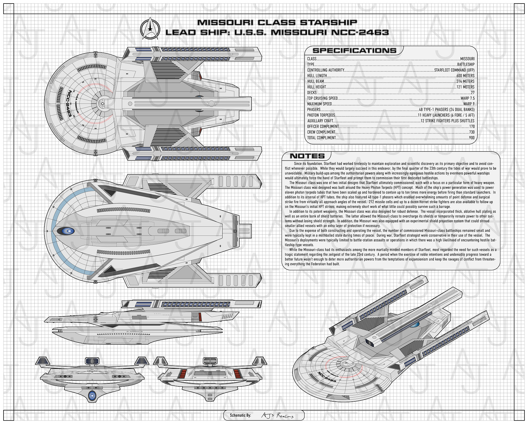 ArtStation - Missouri Class Battleship (Federation Starfleet)