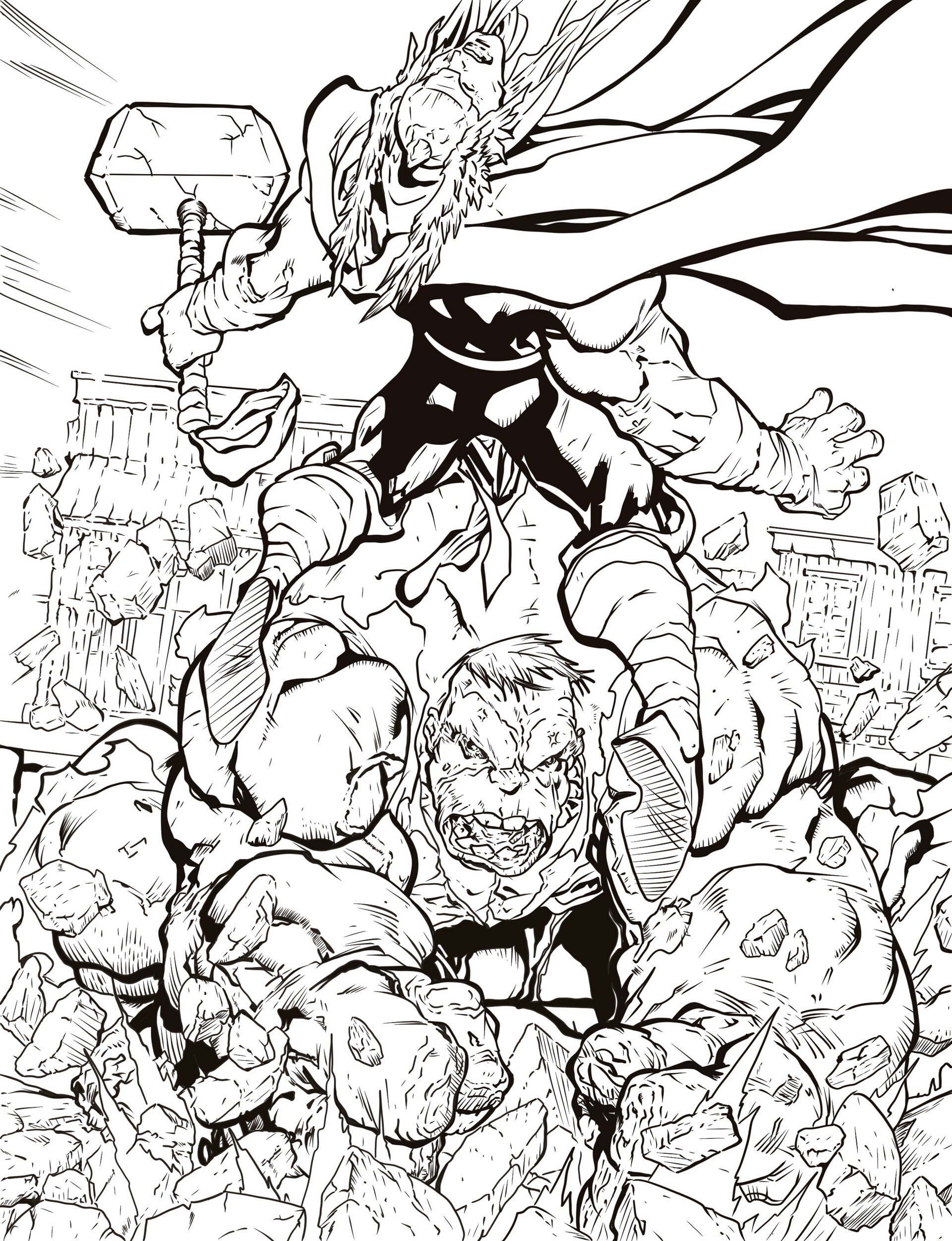 hulk fighting coloring pages