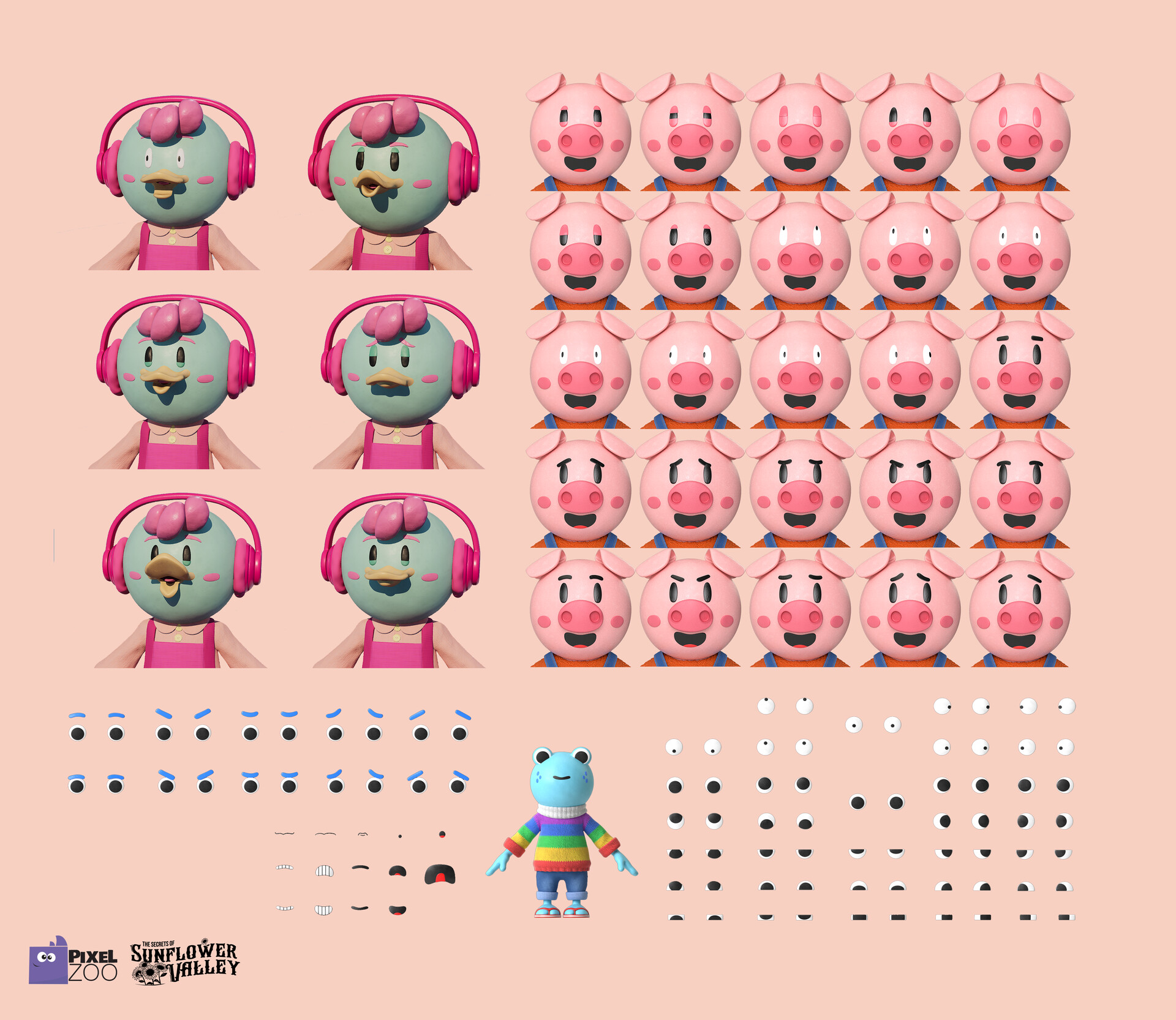Pixel Labs - Expression Sheet Concept 'The Secrets of Sunflower Valley'