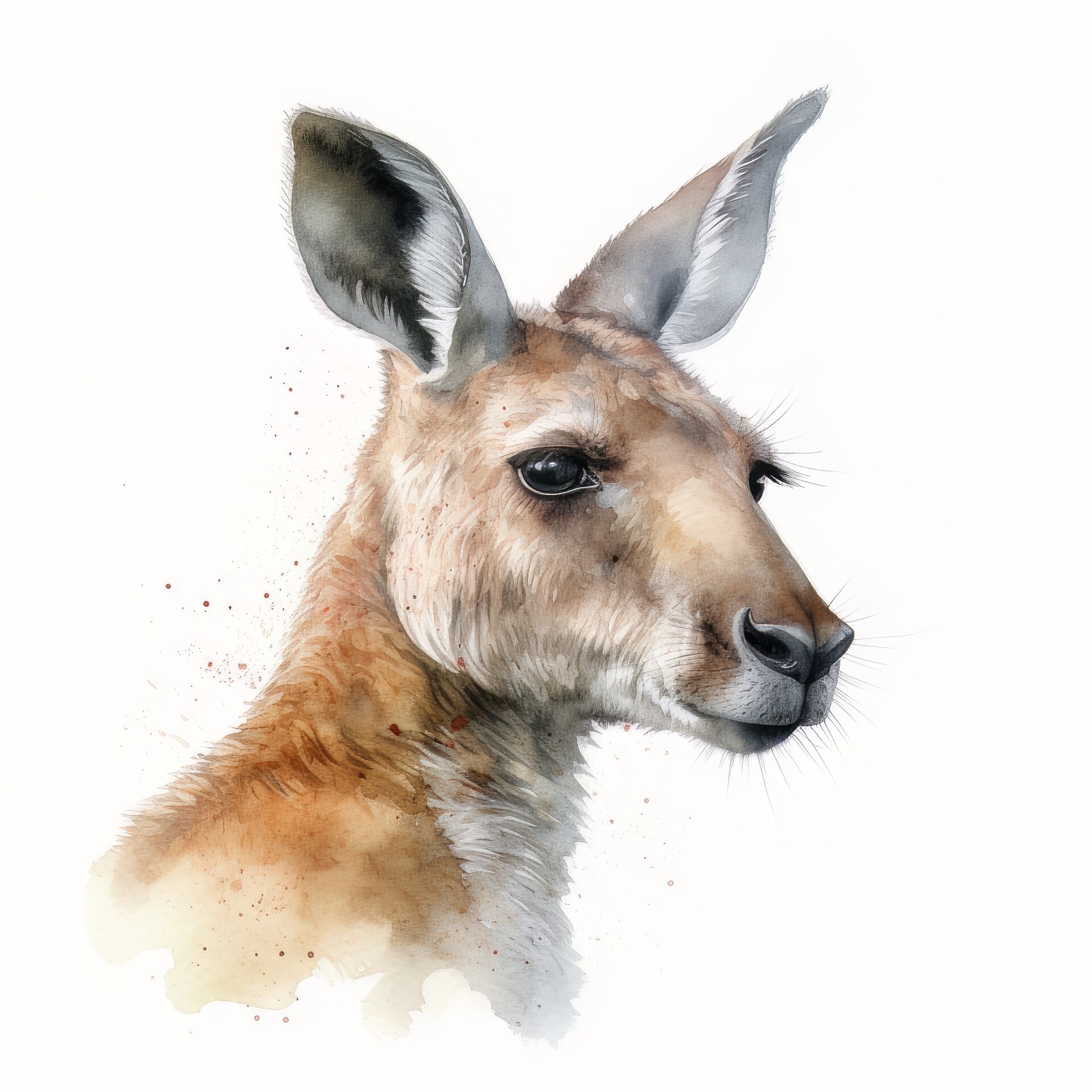 ArtStation - Kangaroo Animal Portrait Watercolor Painting
