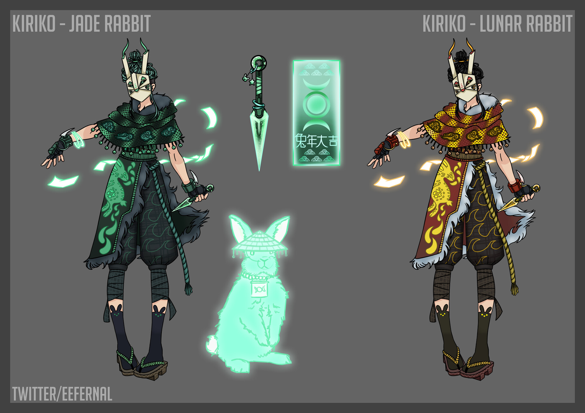 ArtStation - Overwatch Custom Skin | "Jade Rabbit" Kiriko Concept Art