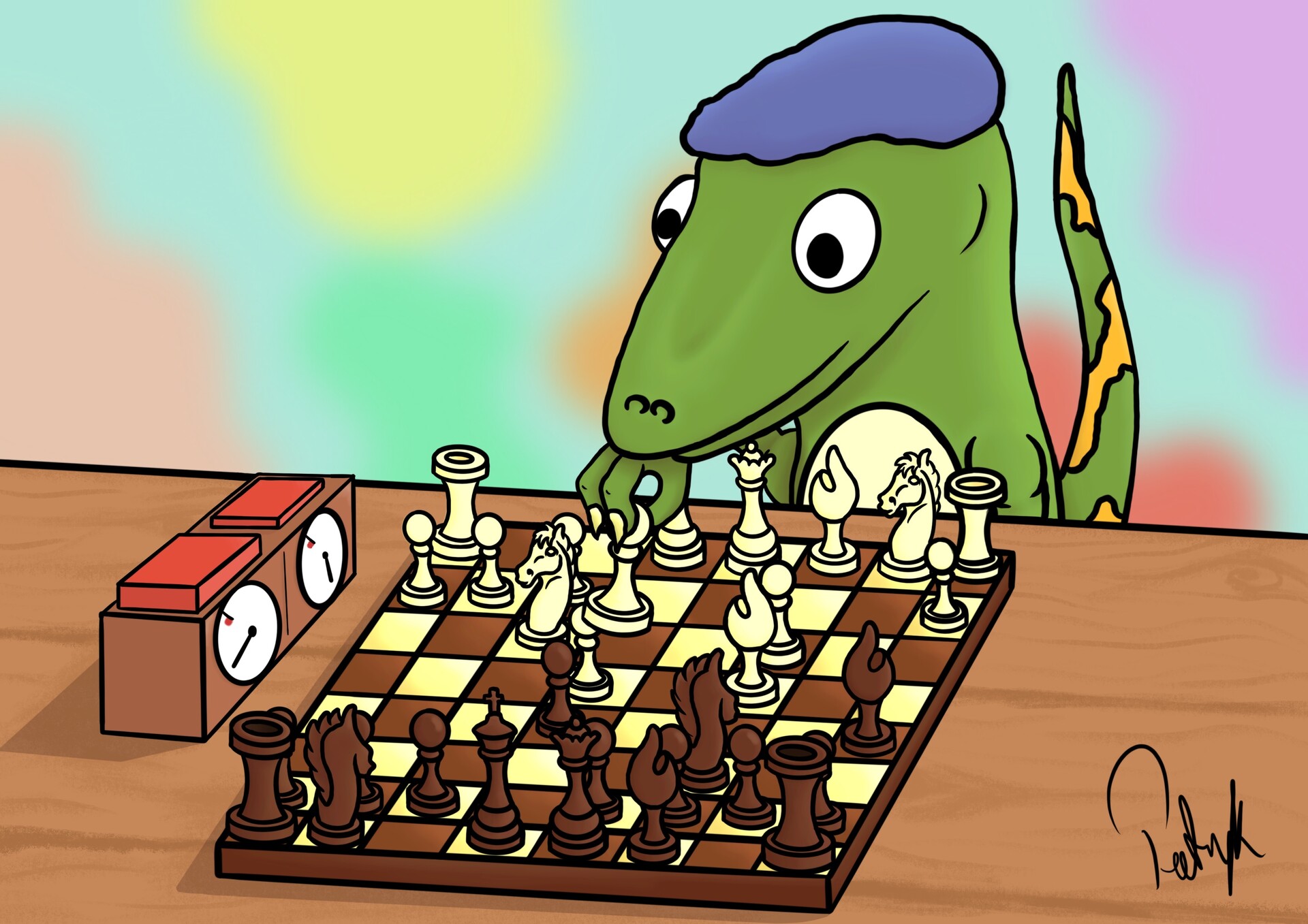 ArtStation - Lizard Playing Chess