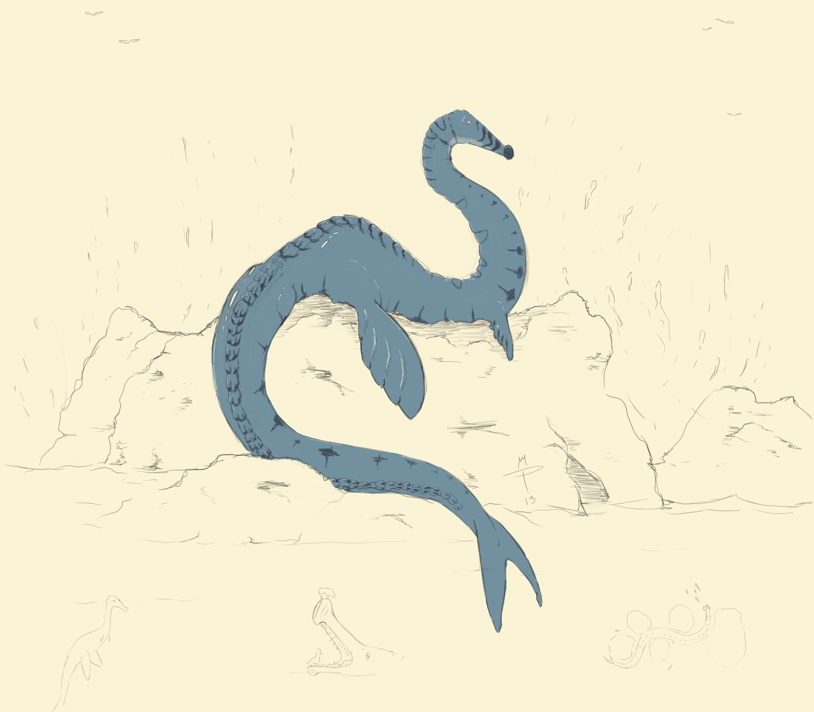 ArtStation - Sea Drake on Rock