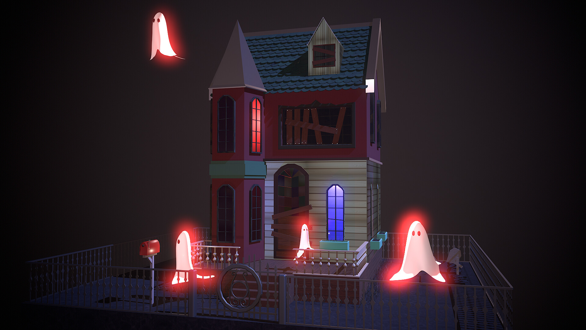 ArtStation - Abandoned house with cute ghosts