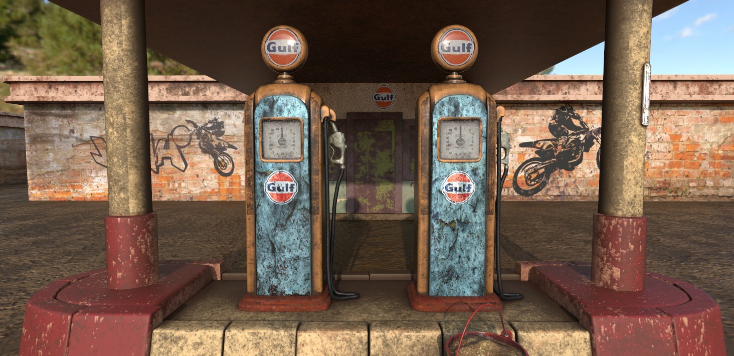 ArtStation - 3D_Texturing_Petrol Pump Station