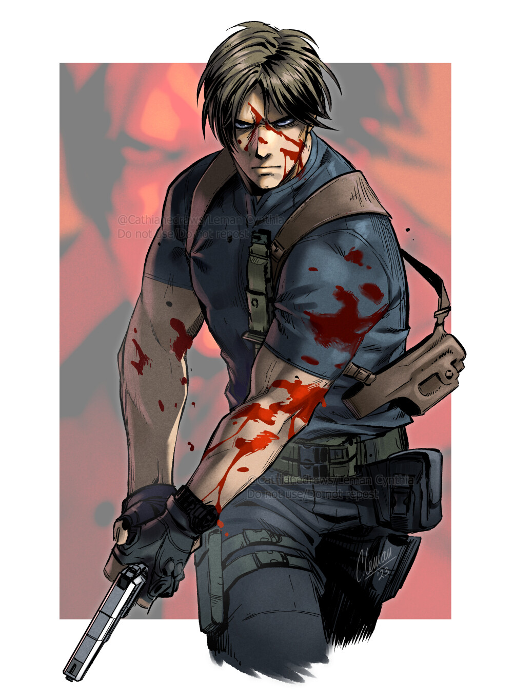 how to draw leon kennedy
