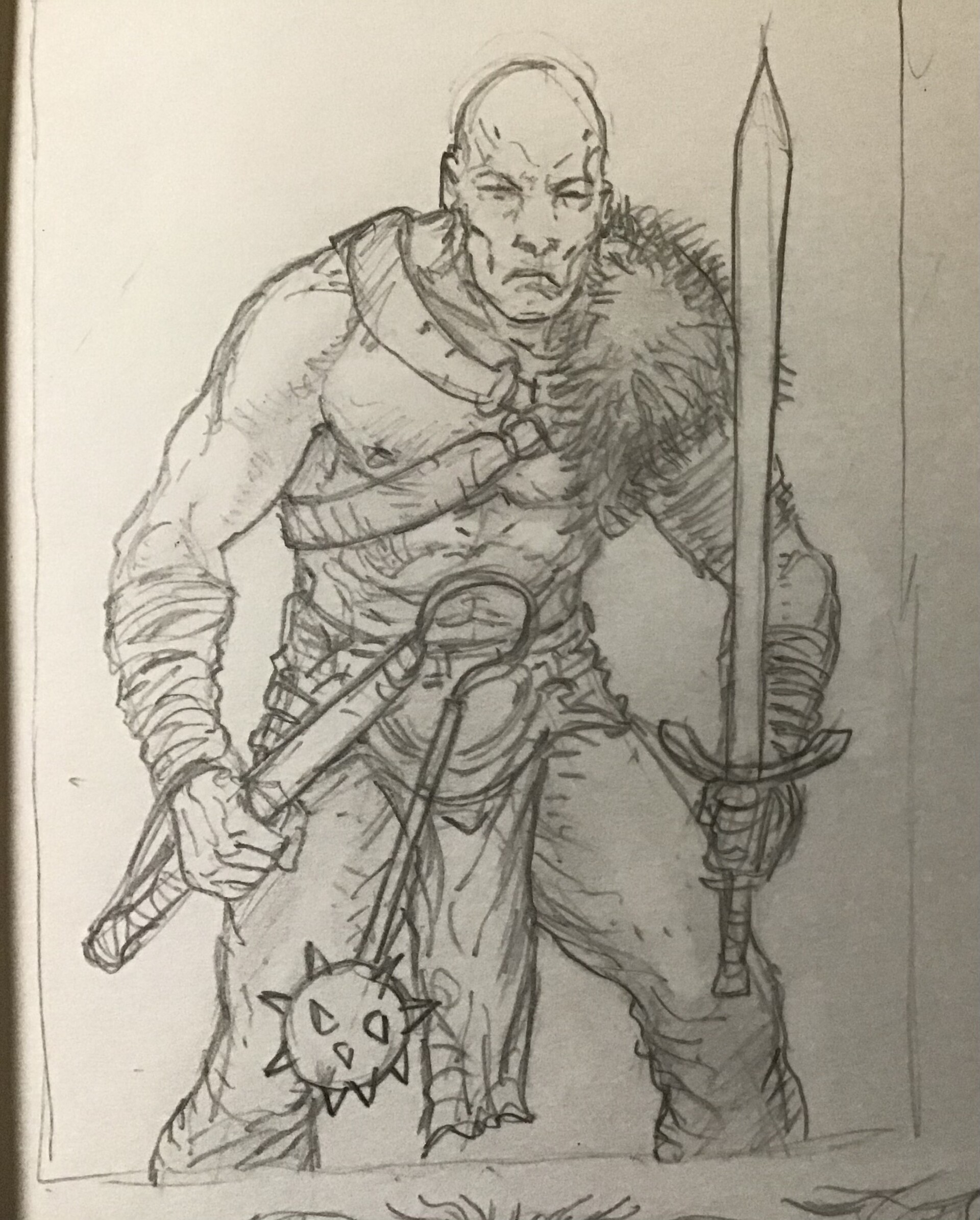 ArtStation - A sketch for an upcoming warrior