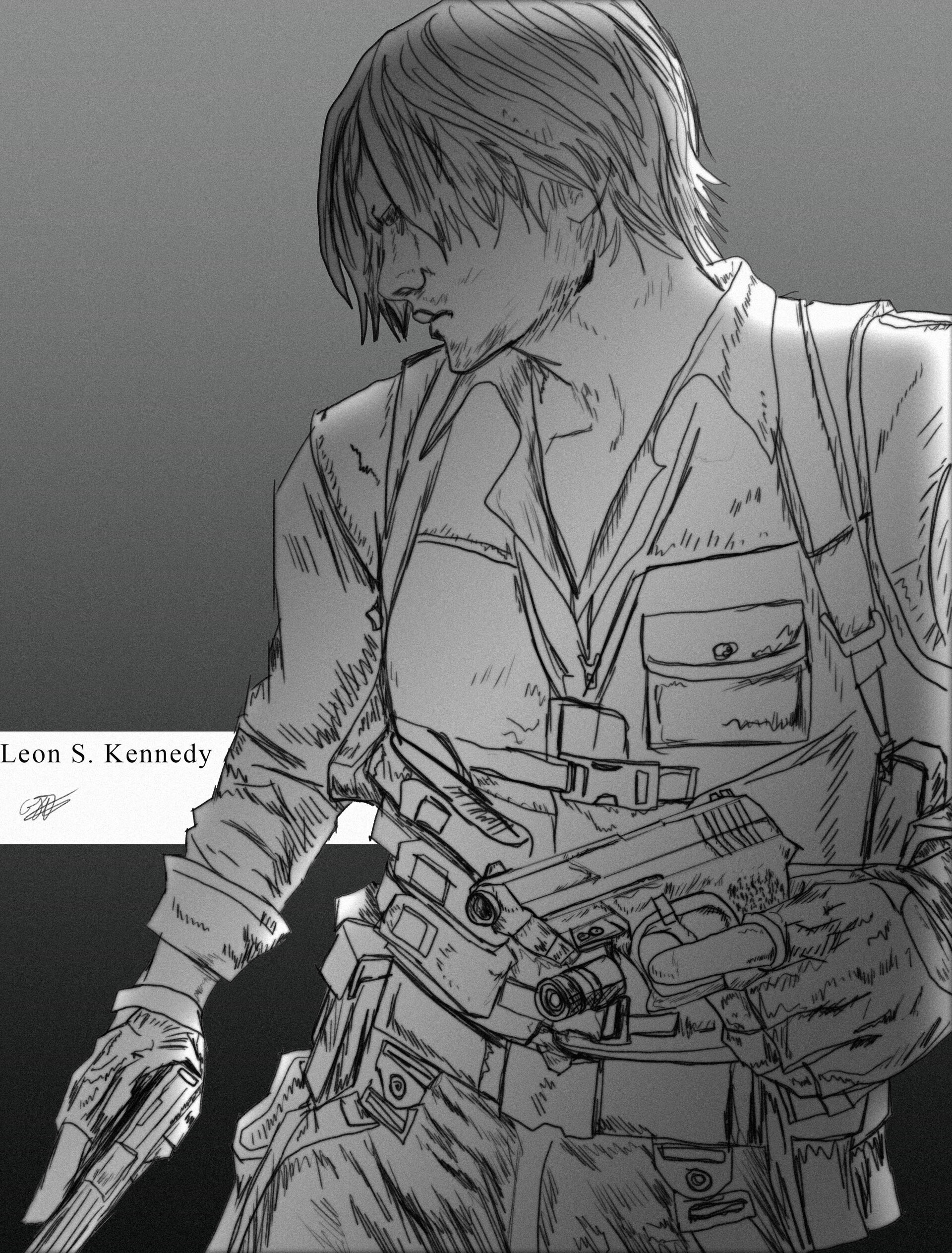 how to draw leon kennedy