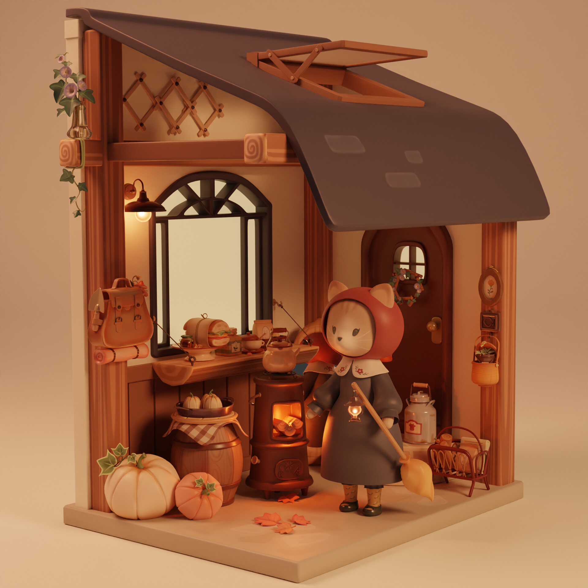 ArtStation - tiny cat cabin