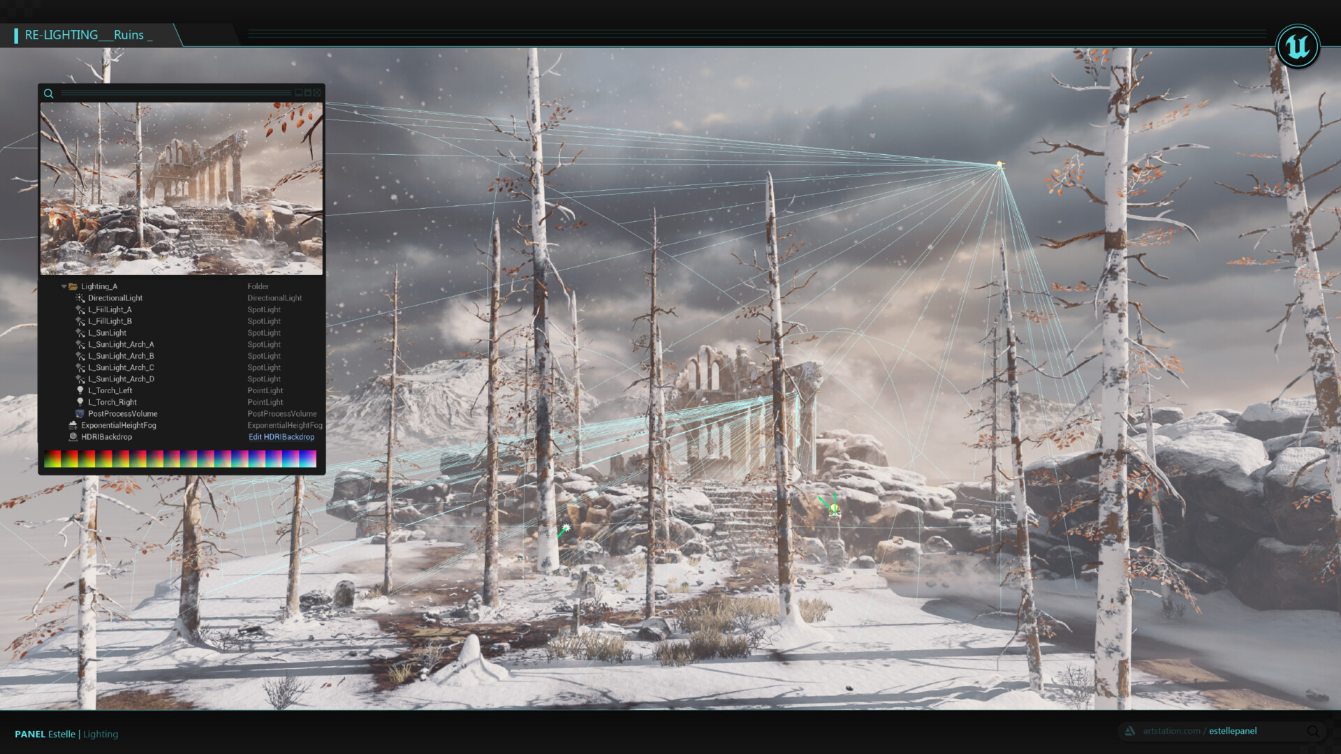 Estelle Panel 💡 - UE5 Lighting studie - Ruins