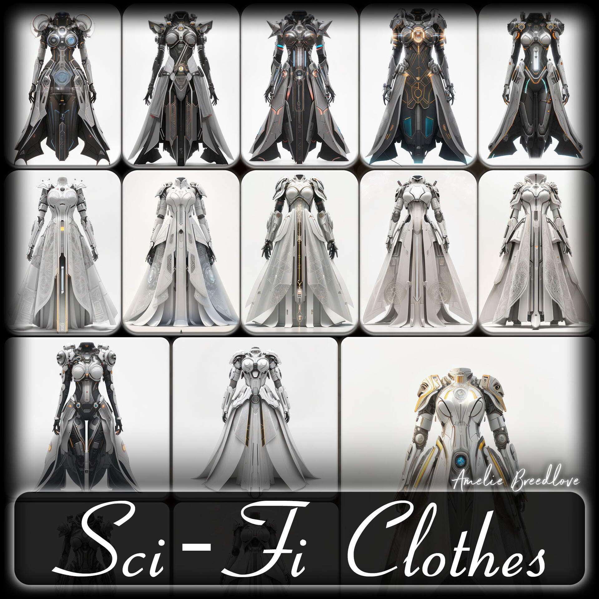 Amelie Breedlove - 2320 Sci-Fi Clothes Reference Pack | 4K | v.7 to v.13