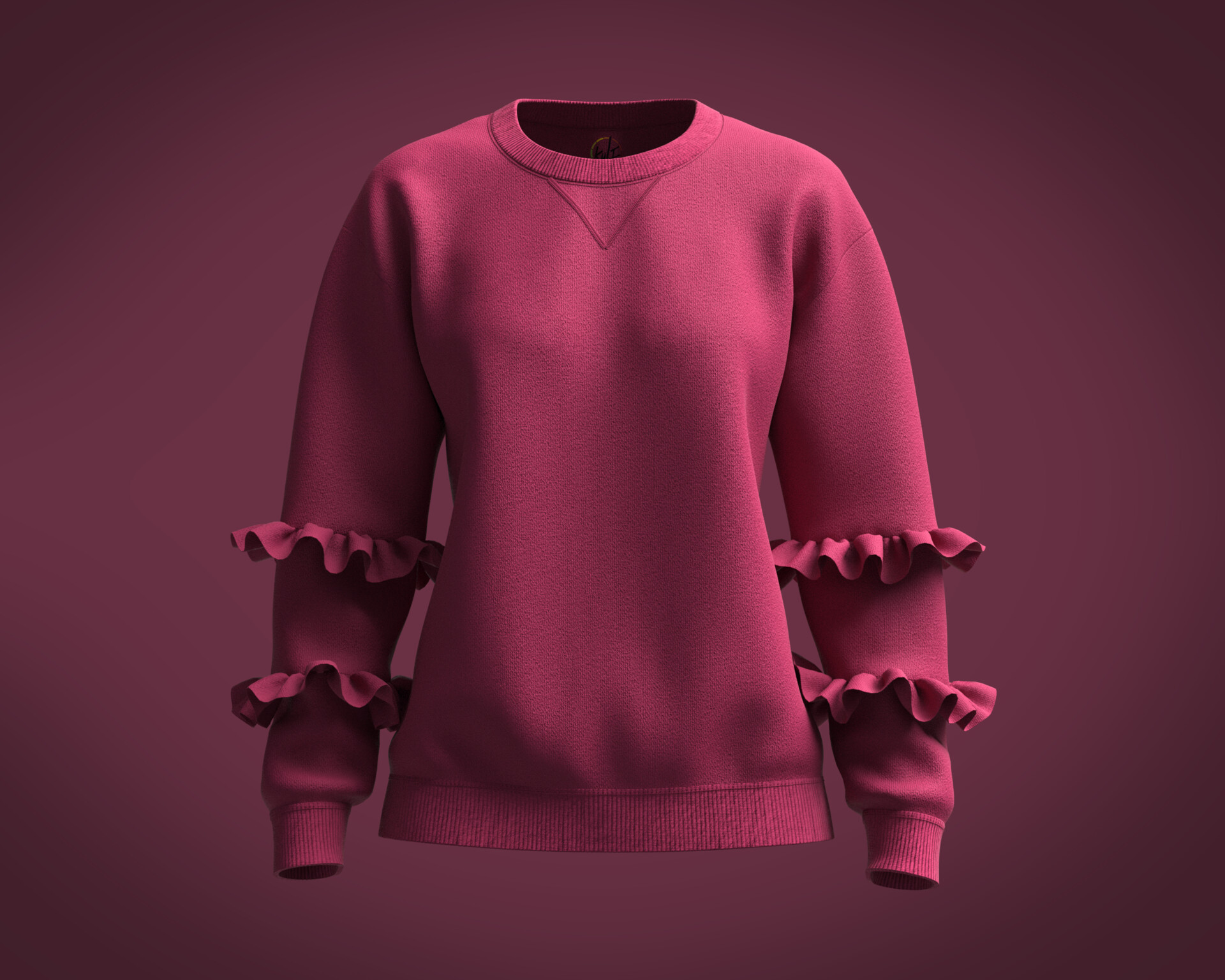 ArtStation - Girls-Ruffle Sleeve Drop Shoulder Sweatshirt