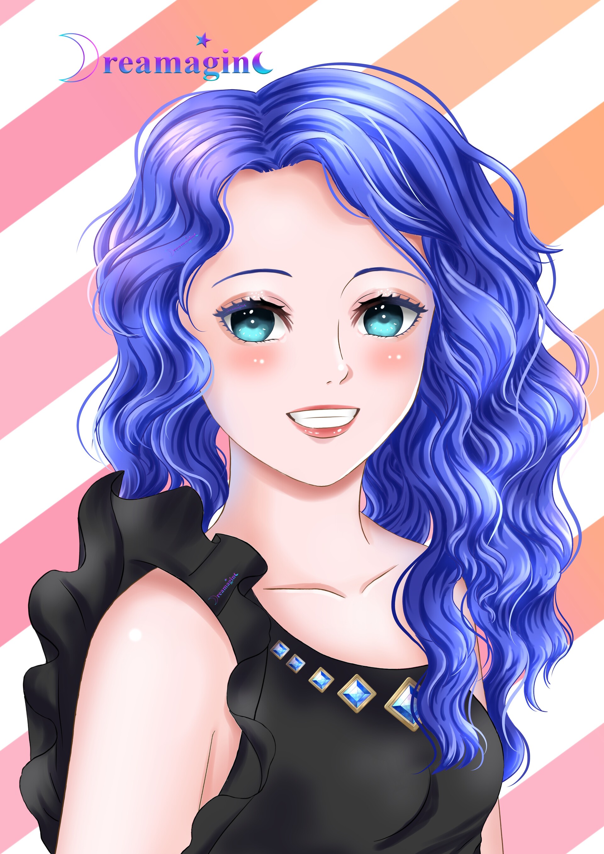 ArtStation - Dark Blue Hair Girl