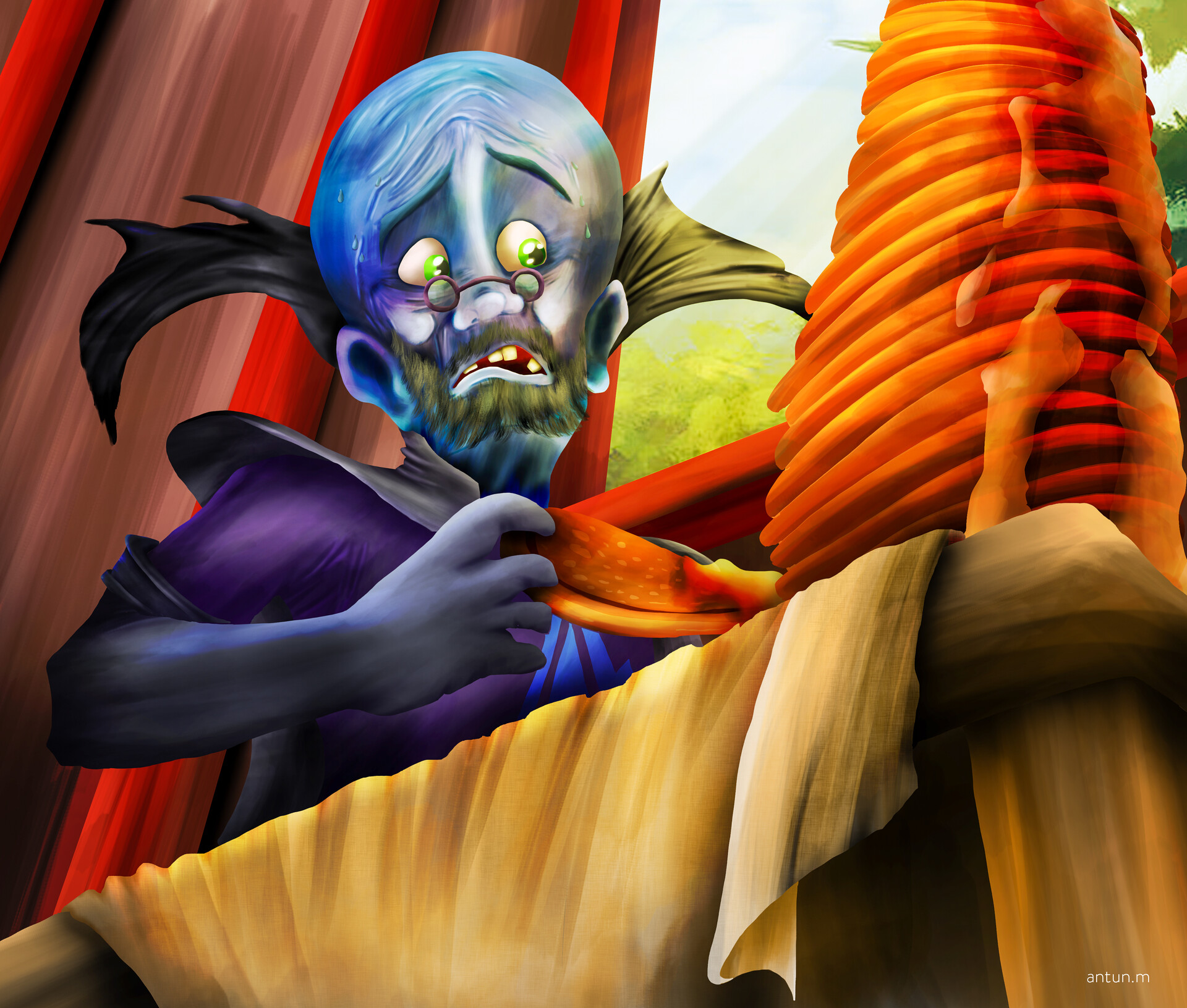 ArtStation - Old Megamind loosing a pancake eating contest