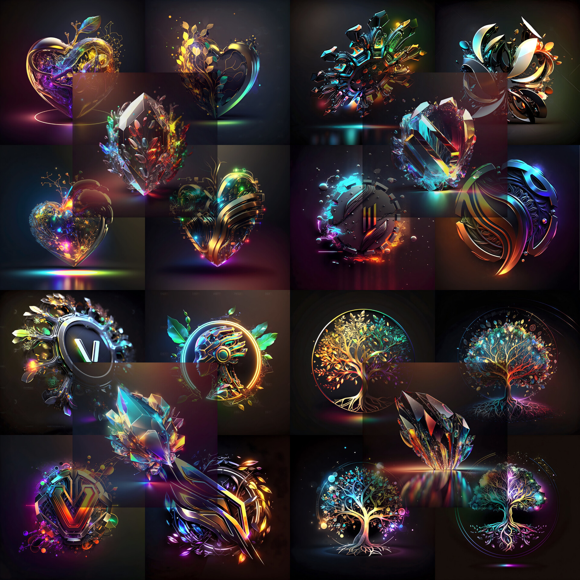 ArtStation - Colorful Rainbow Logo Badge Token Emblem Heart Tree ...