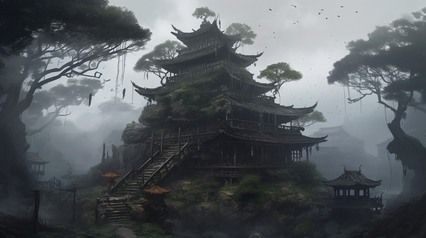xuexing-chen-idea-strange-japanese-style-ancient-buildings-and-an-old ...