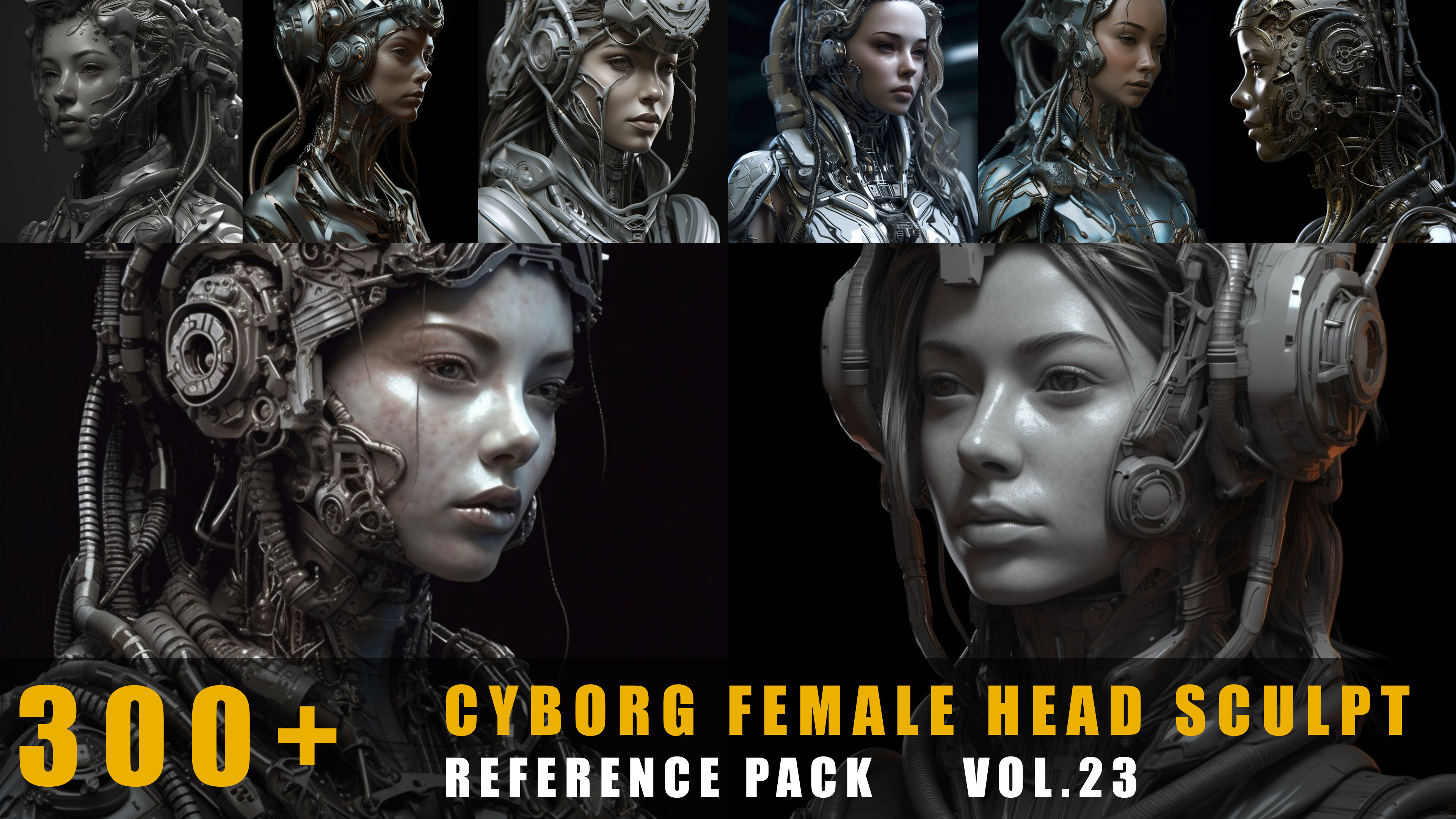 WaterLawOF References - 300+ Cyborg Female Head Sculpt - Reference Pack ...