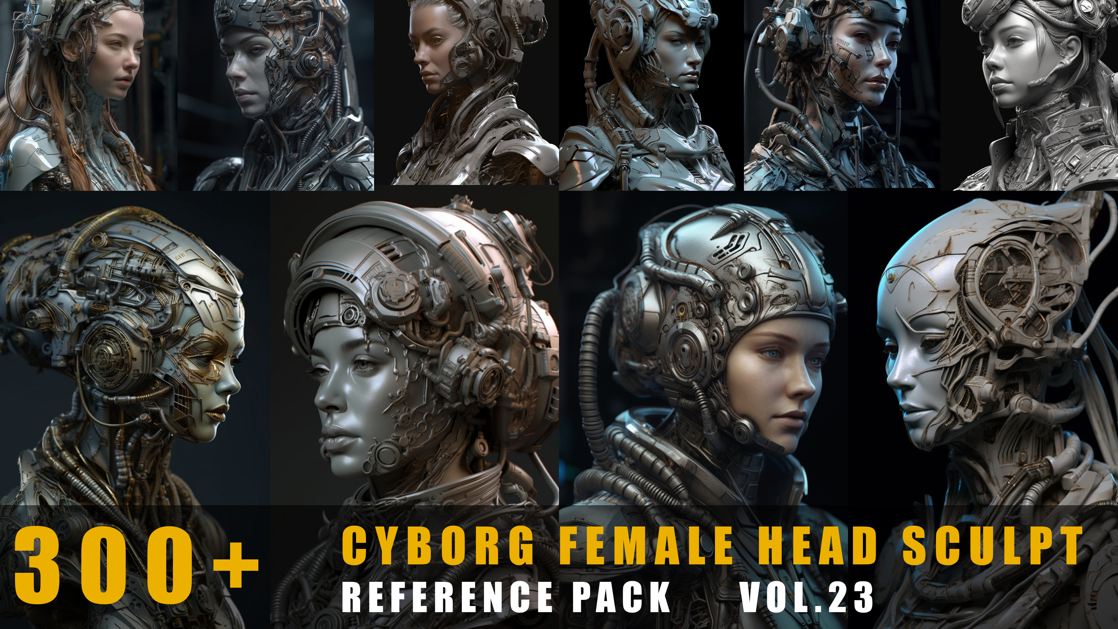 WaterLawOF References - 300+ Cyborg Female Head Sculpt - Reference Pack ...