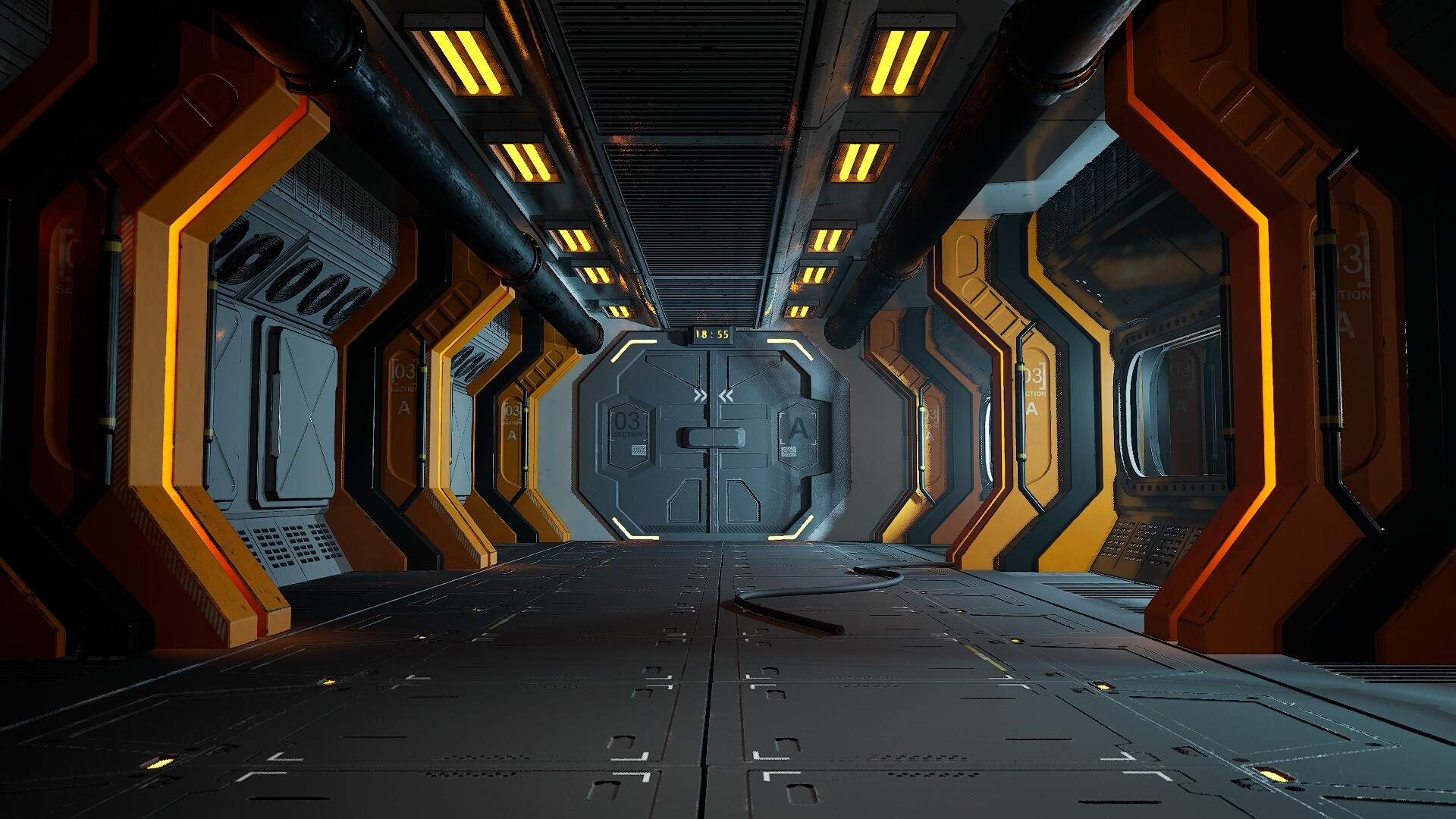 ArtStation - Spaceship Hallway Interior Design