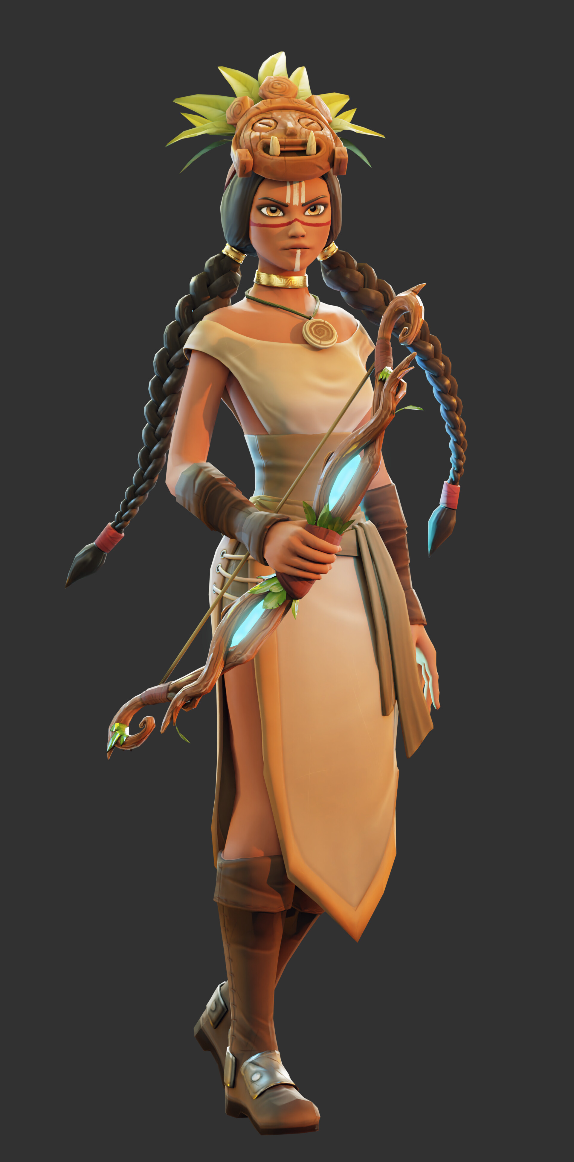 ArtStation - Stylized Archer girl with wood bow