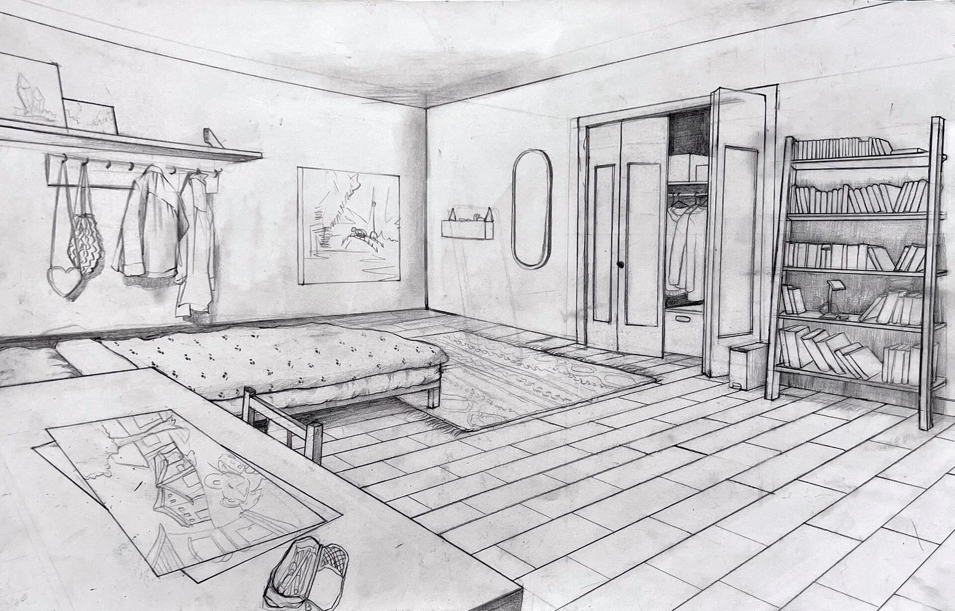2 Point Perspective Drawing Interior Design