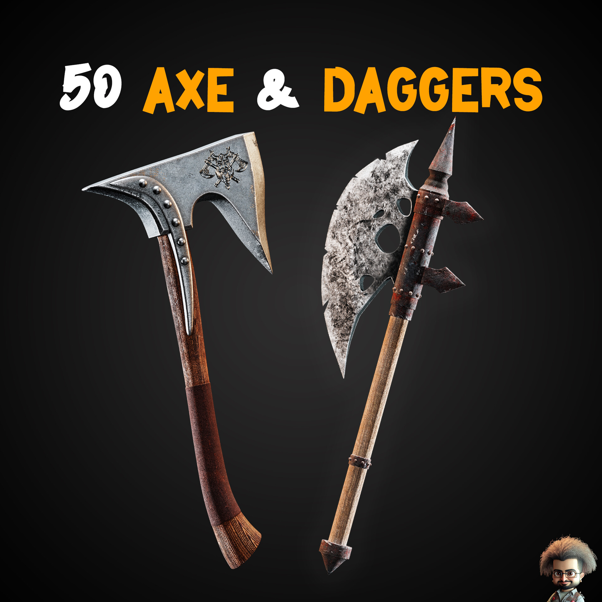 ArtStation - 50 Axe & Daggers Base Mesh - VOL 02