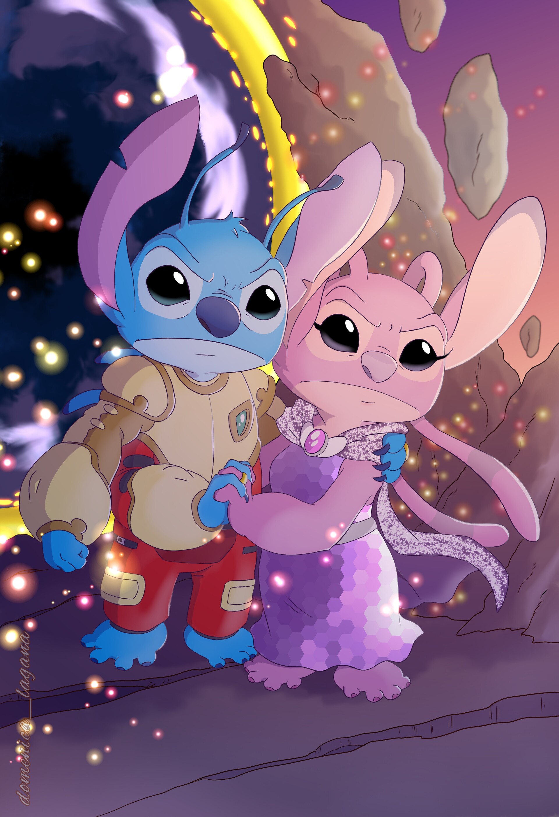 Stitch And Angel Drawings