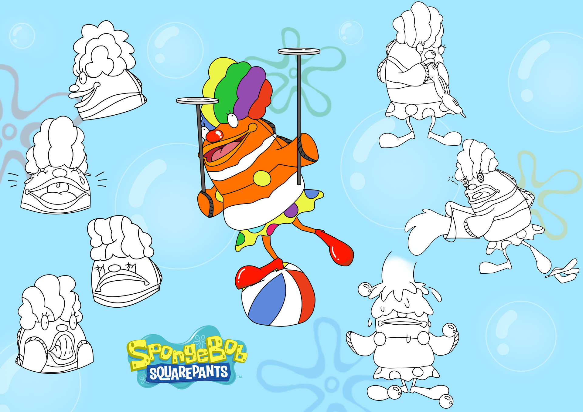 ArtStation - Clownfish as a clown - spongebob squarepants character design