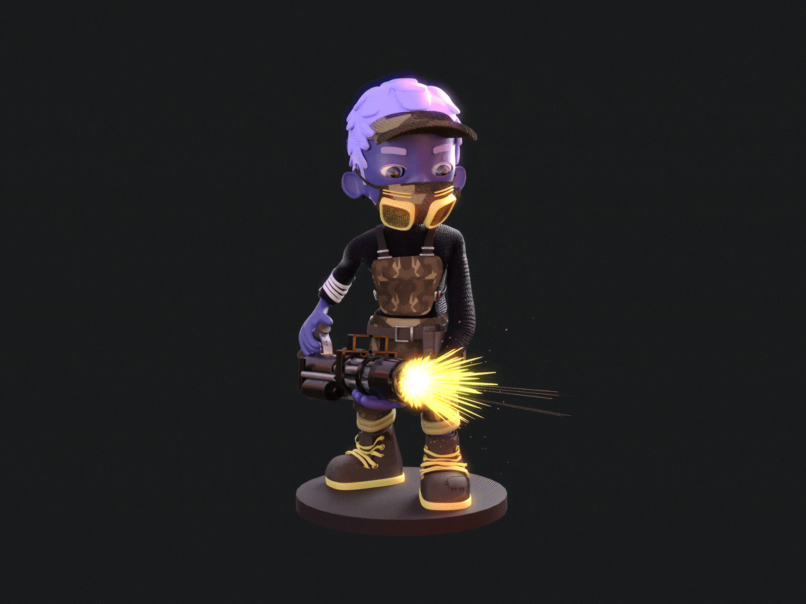 ArtStation - Machine gunner - 3D character model / Blender