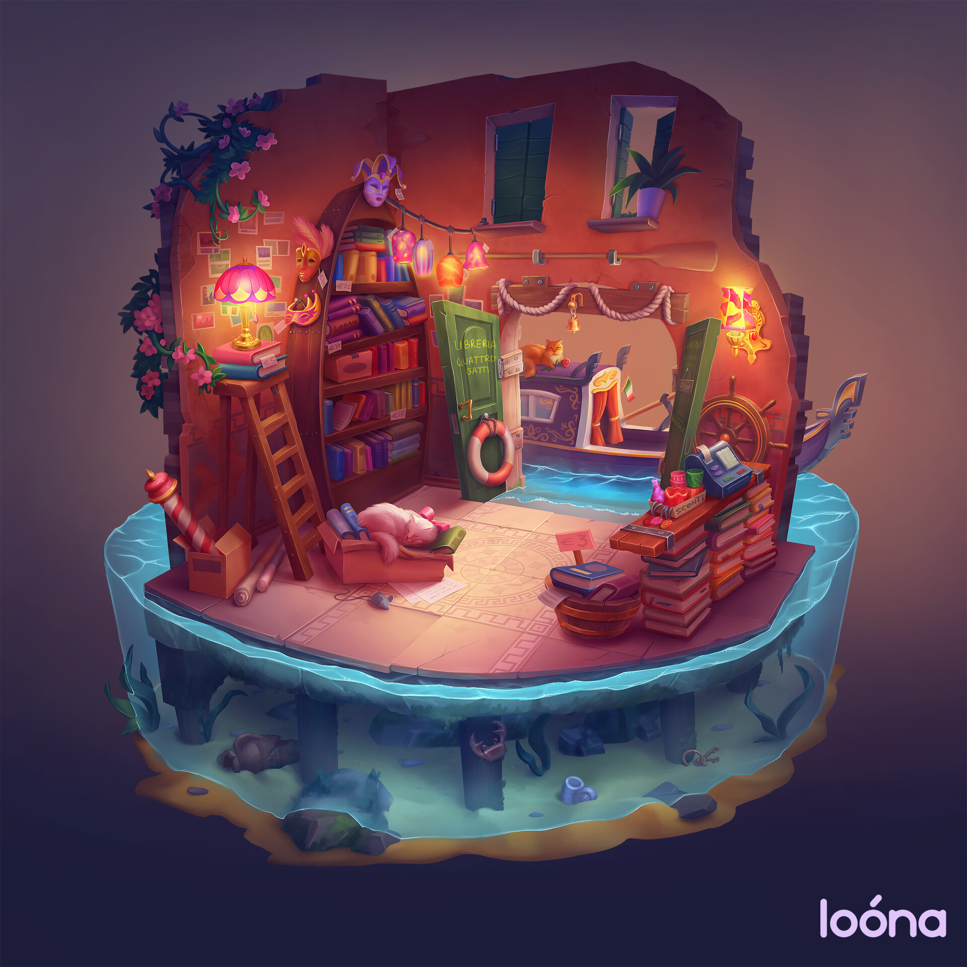 ArtStation - Loóna | Floating Bookshop