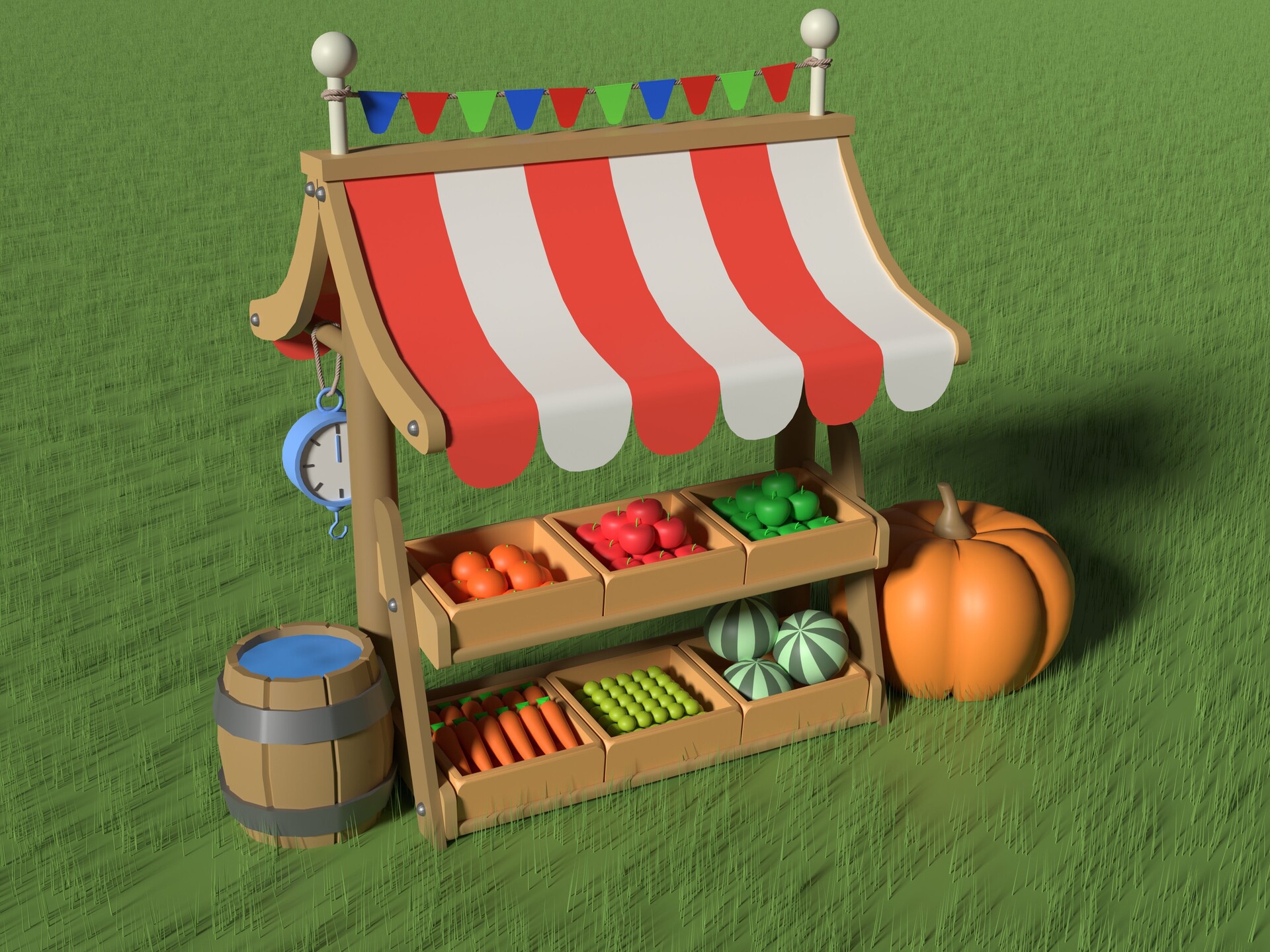 ArtStation - Low Poly Fruit Stall