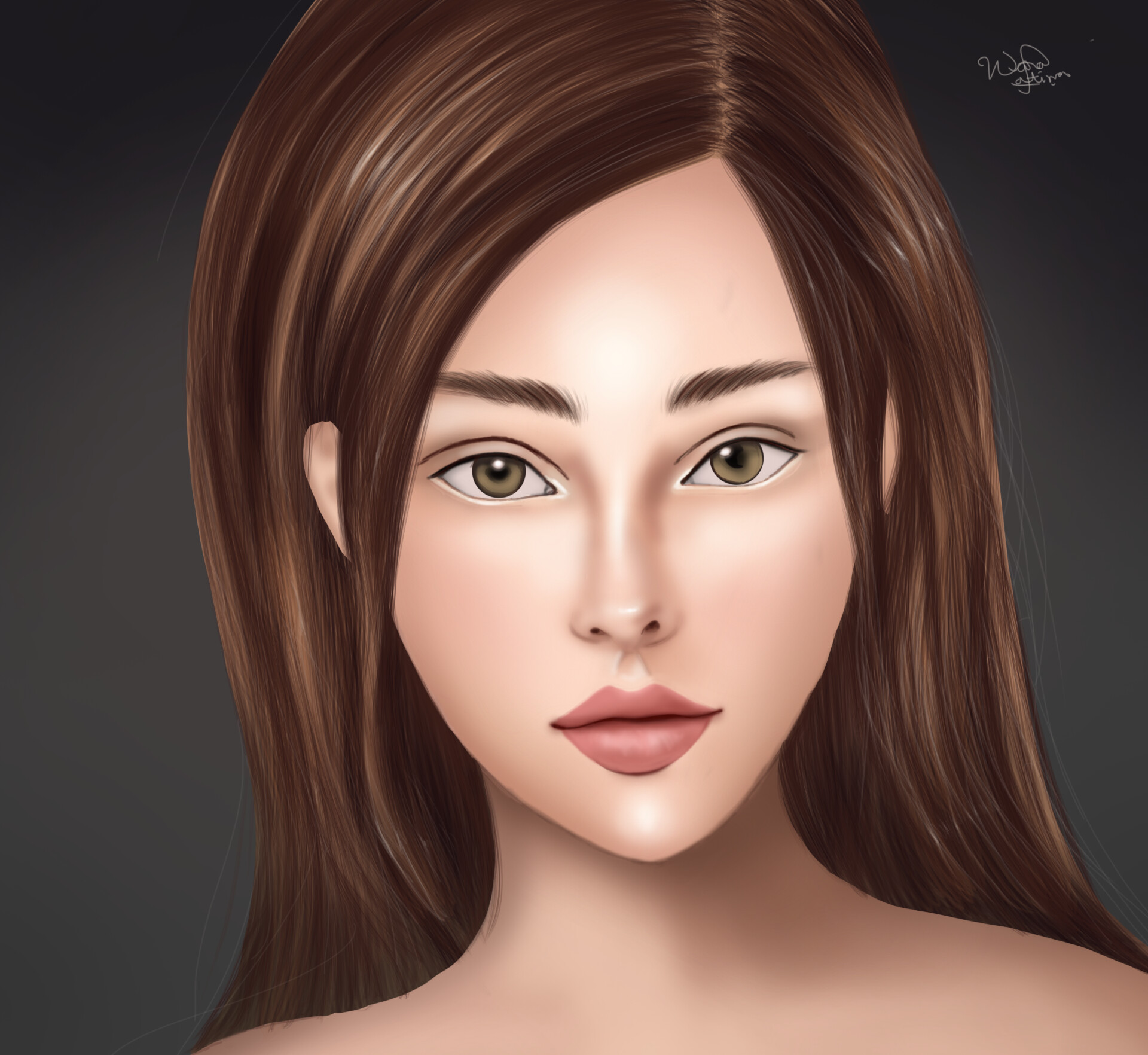 ArtStation - Digitally painted girl face