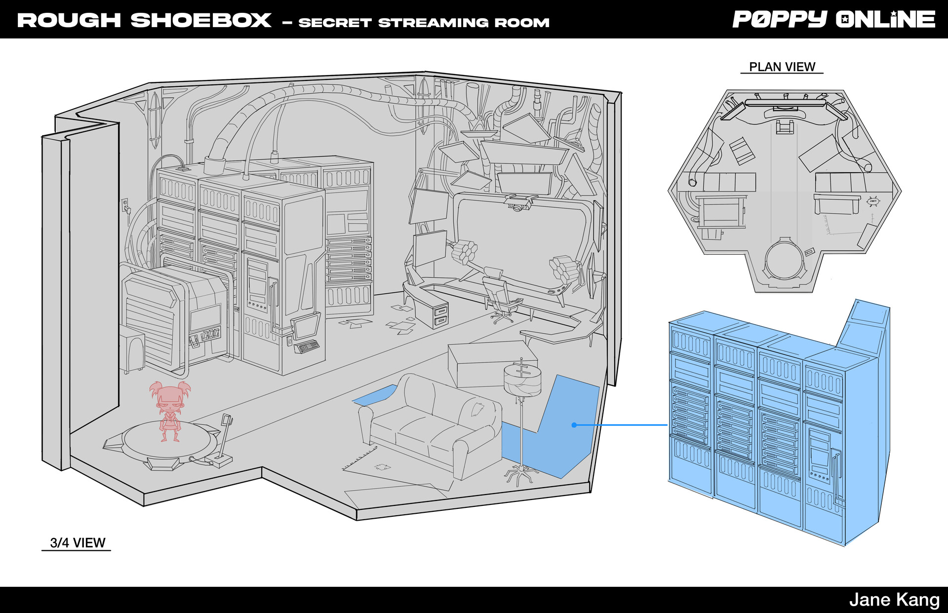 Jane Kang - Rough Shoebox Poppy's Computer room