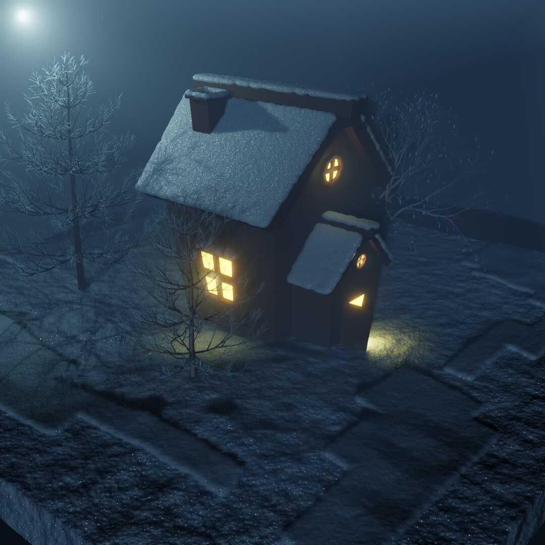 ArtStation - Snowy Cozy Cottage