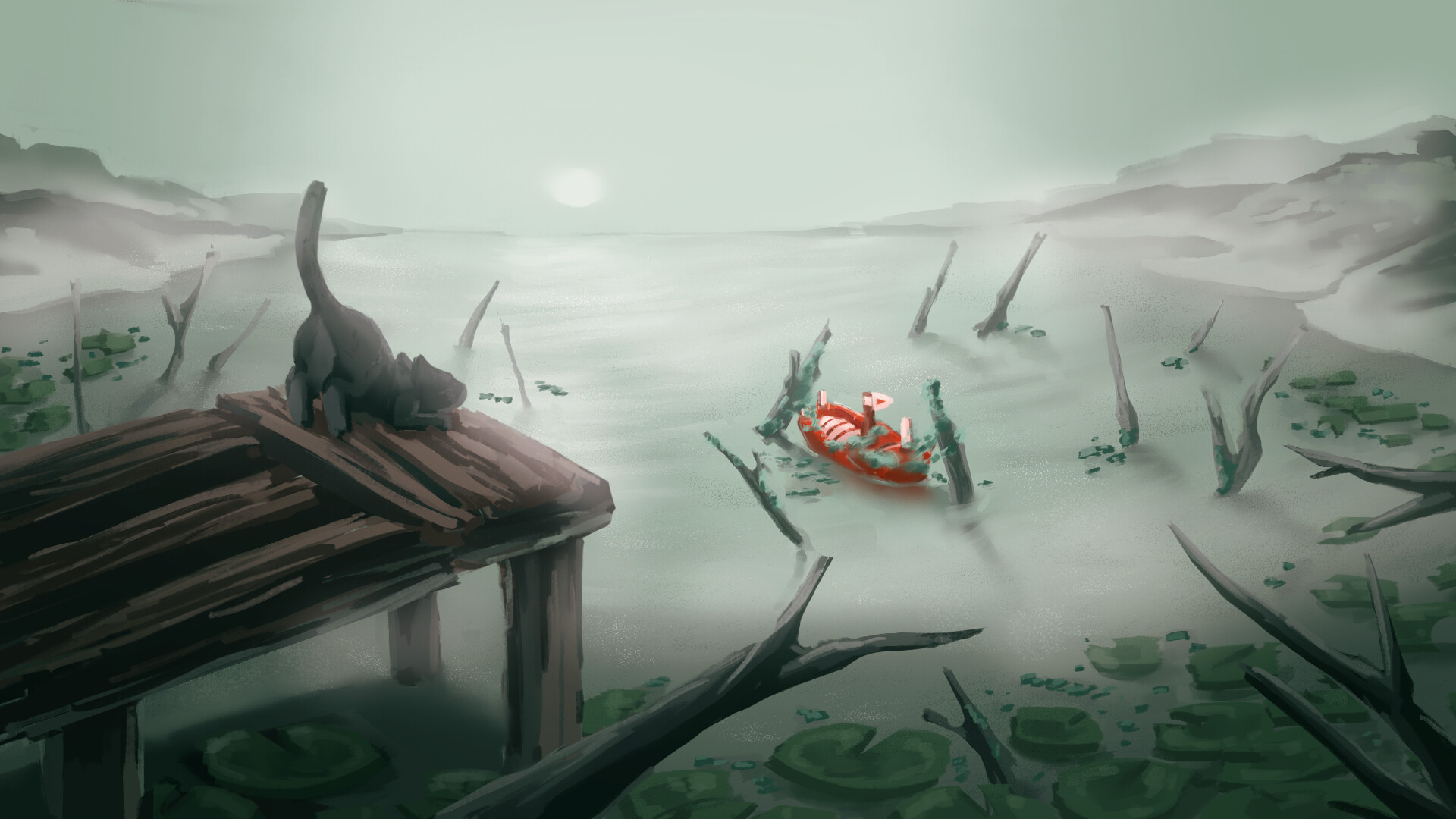 ArtStation - illustration with a toy boat