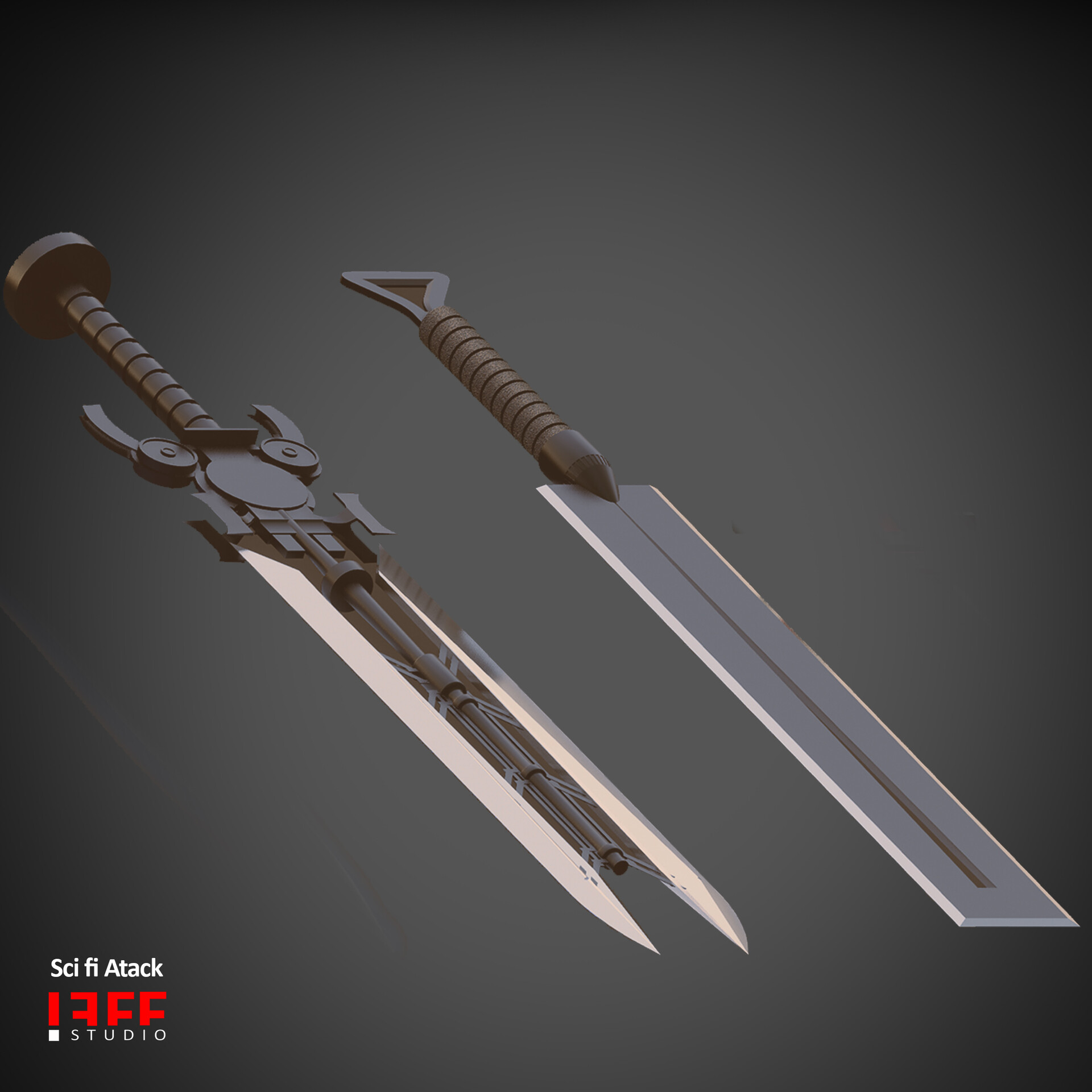 Jeff Studio - 30+ SCI FI ATTACK (SCI FI CYBERPUNK SWORD BASEMESHES) VOL 20