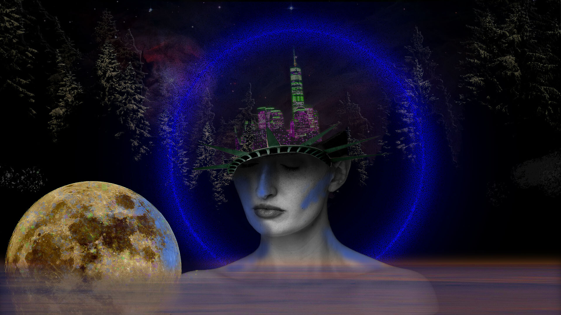 ArtStation - A lady and the moon