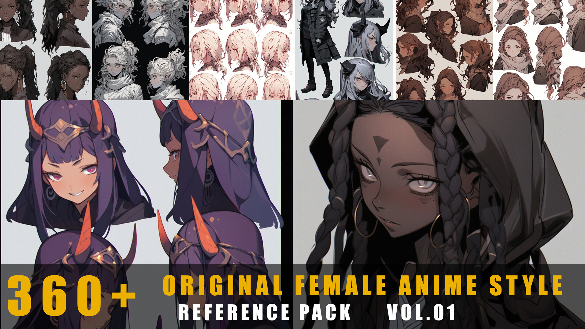 WaterLaw's Studio - 360+ Original Female Anime Style - References Pack ...
