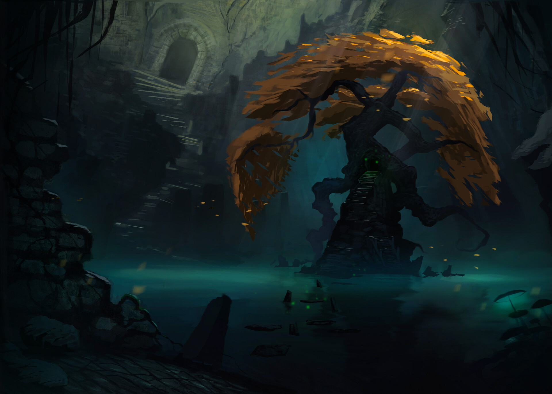 ArtStation - Golden tree practice artwork