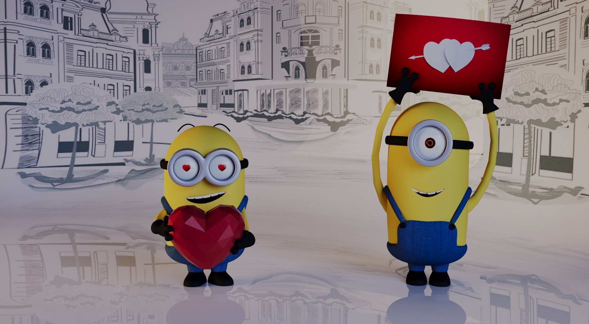 how to draw love minions