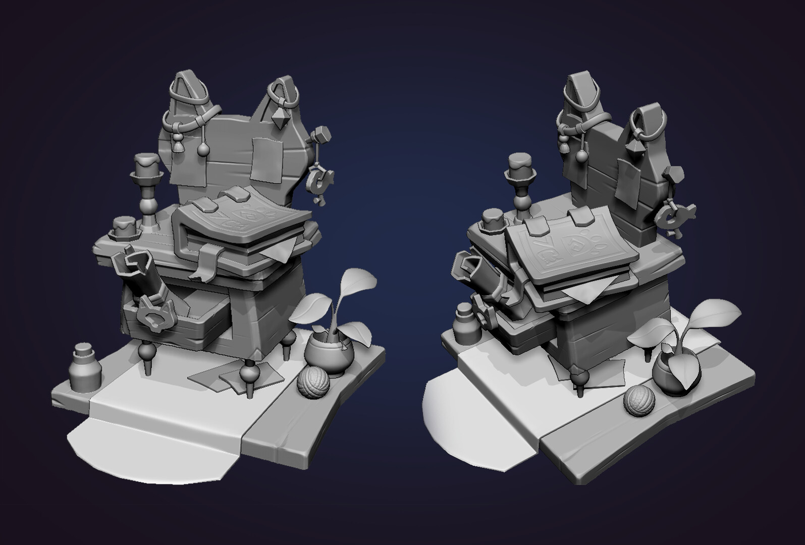 Lesly Gomez - Cat Wizard Table - 3D artwork from concept