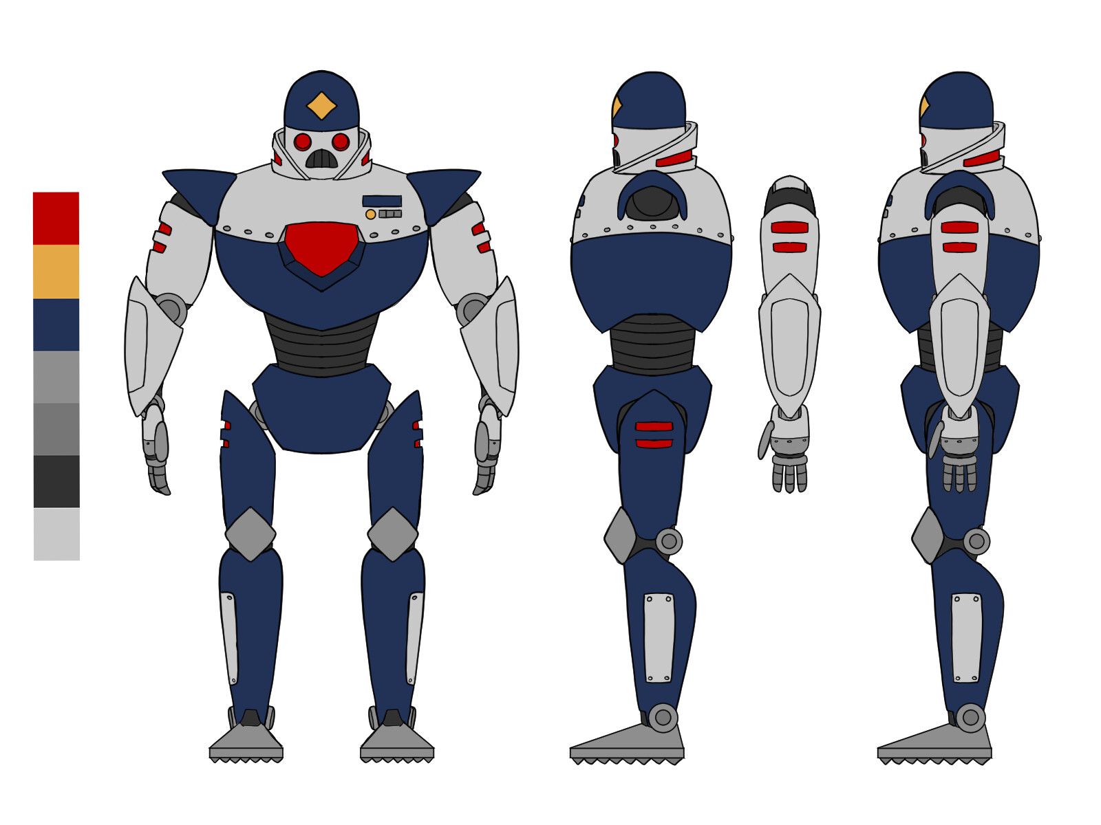 Zel Haines - Force-Bot turnaround and concept art