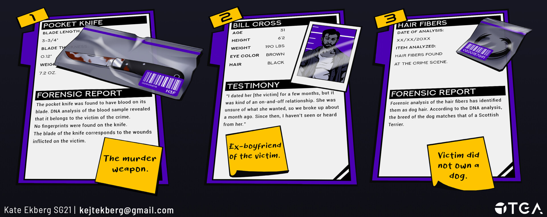 Kate Ekberg Portfolio - Detective Game UI